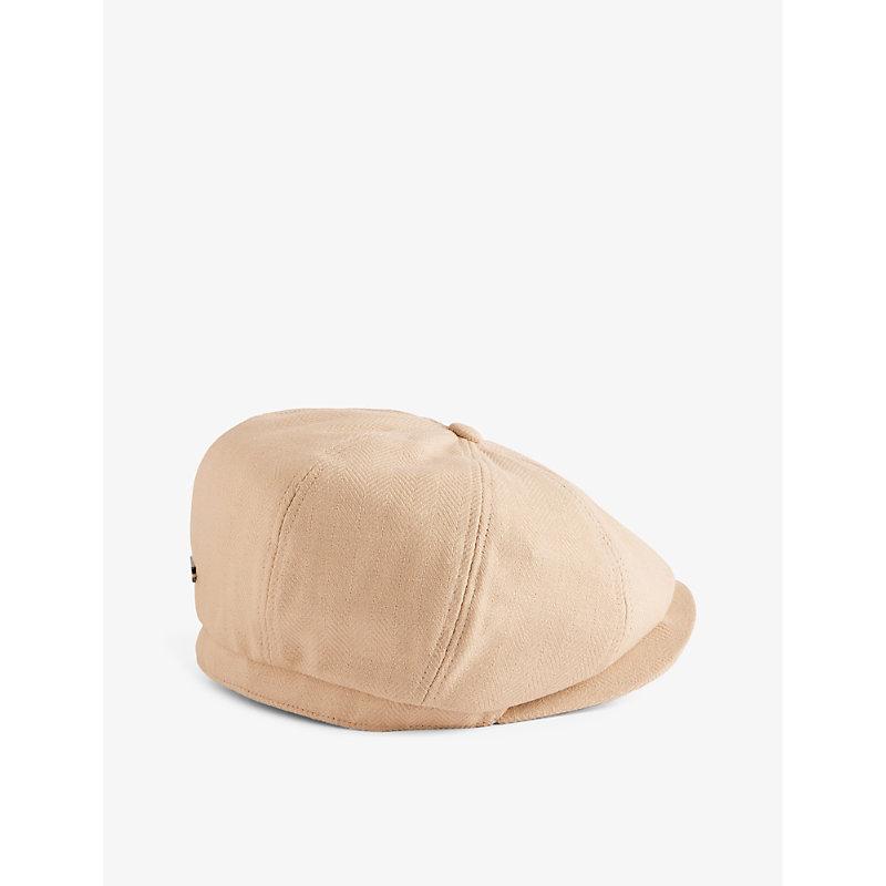 Ted Baker Aliccs Herringbone Woven Baker Boy Hat in Natural for Men | Lyst