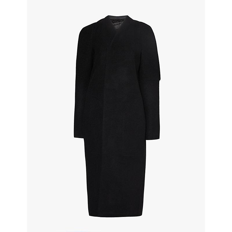 Rick Owens Metro Shawl-collar Rounded-shoulder Wool Coat in Black | Lyst