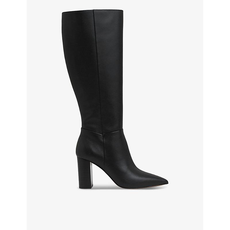 Reiss Bianca Pointed-Toe Leather Knee-High Boots in Black | Lyst