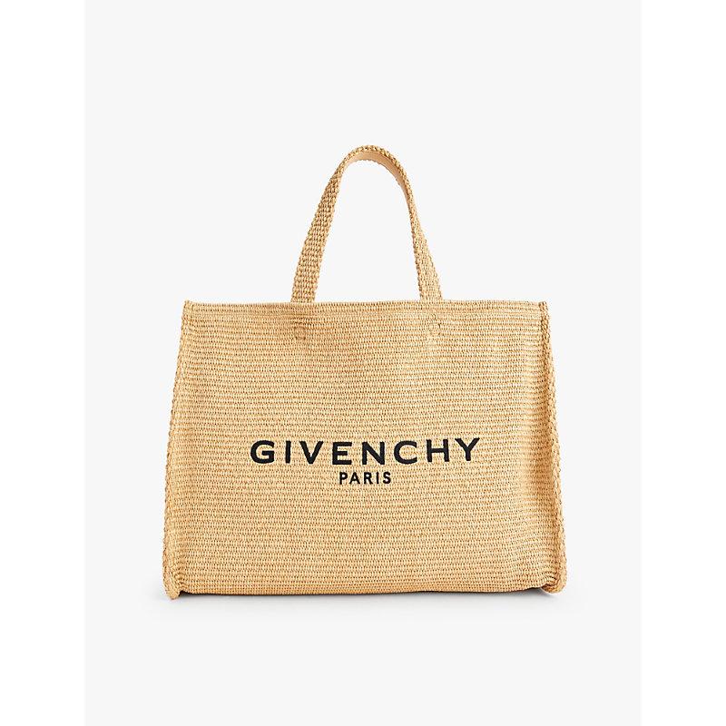 Givenchy G-tote Medium Logo-embroidered Raffia Tote Bag in Natural | Lyst