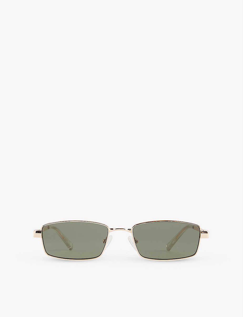 Le Specs Bright Gold/ Bizarro Rectangular-frame Metal Sunglasses in ...