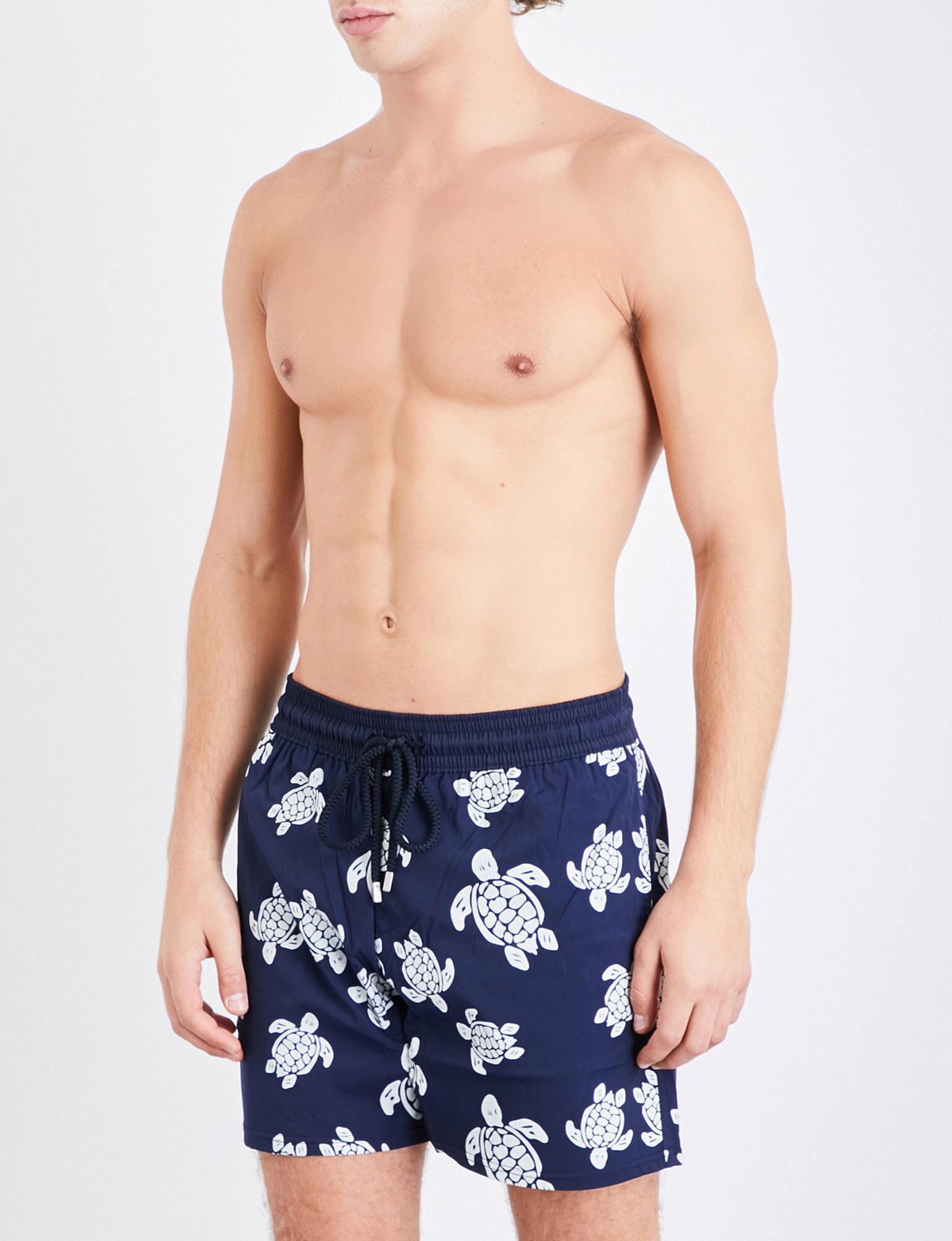 Vilebrequin Synthetic Glow In The Dark Turtle Print Swim Shorts In Blue