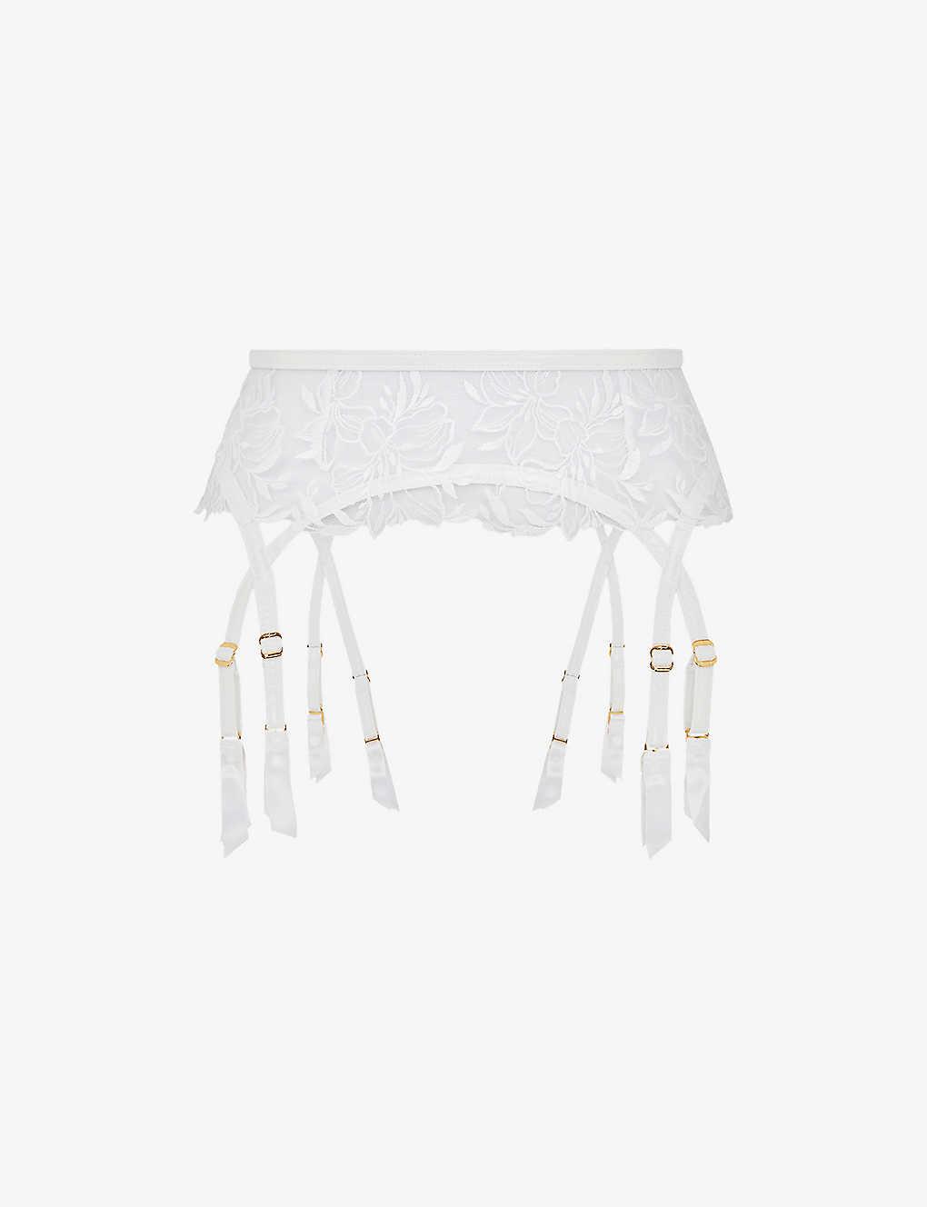 Agent Provocateur Ozella Pvc Trim Mesh Suspender Belt X In White Lyst Uk
