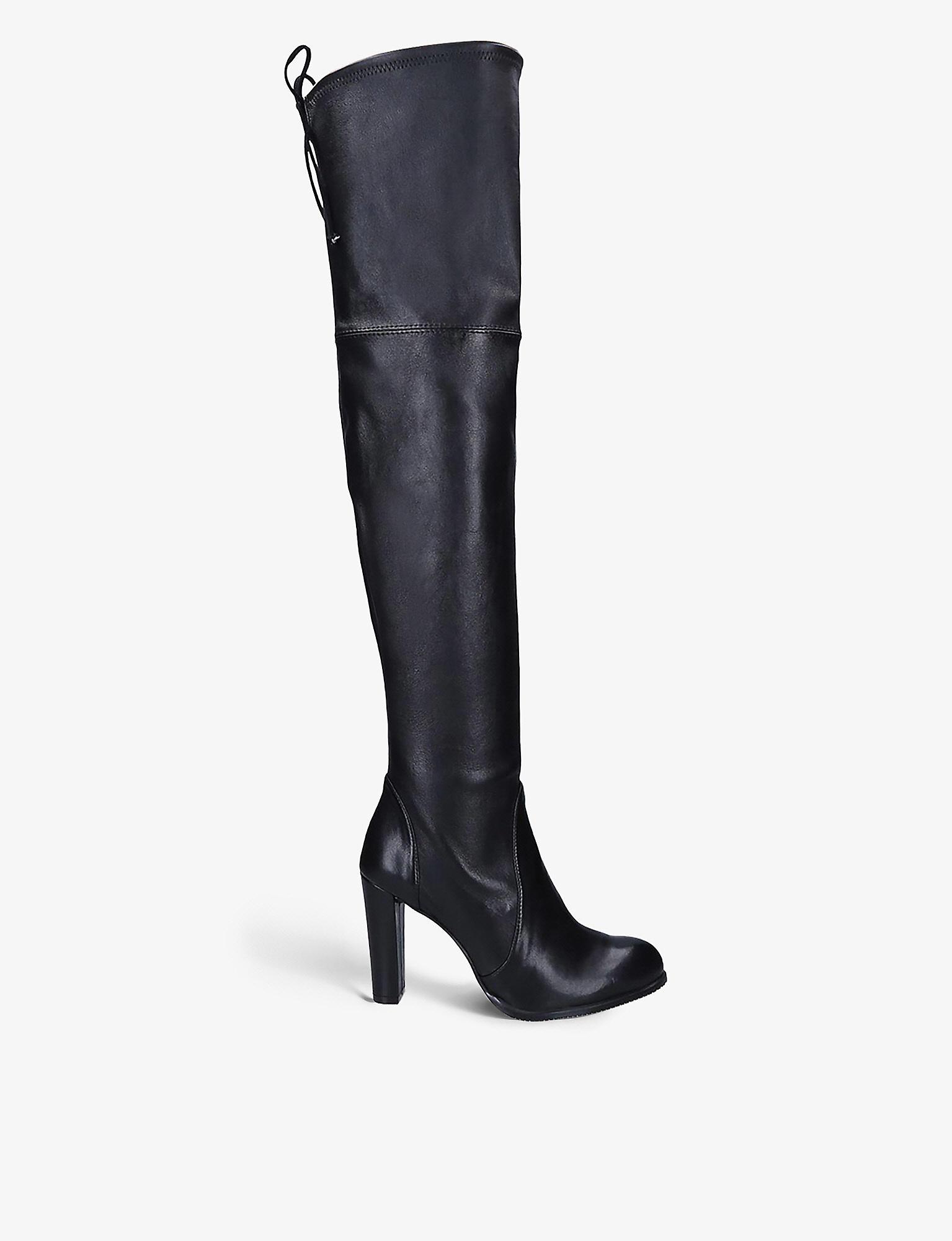 Stuart Weitzman Highland Thigh High Heeled Leather Boots In Blue Lyst