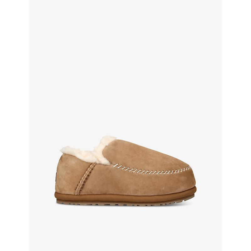 UGG Anders Logo-Patch Suede Slippers in Natural | Lyst