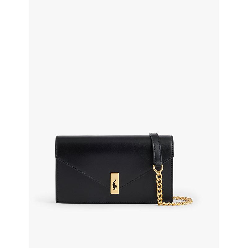 Polo Ralph Lauren Logo-Plaque Leather Wallet-On-Chain in Black | Lyst