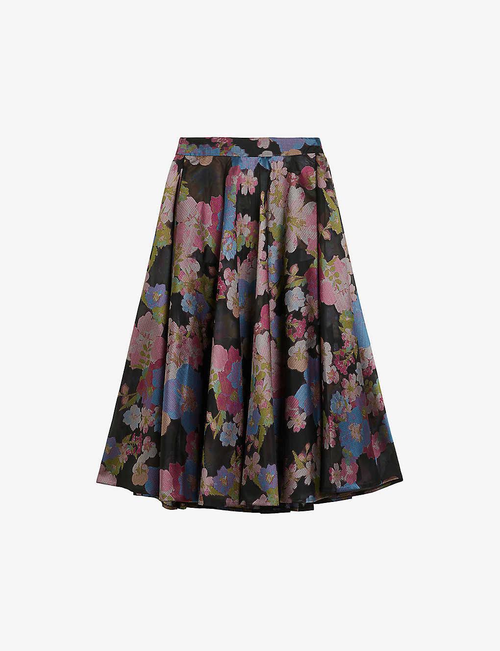 Ted Baker Bursa Jacquard Floral Print Woven Midi Skirt In White Lyst Uk