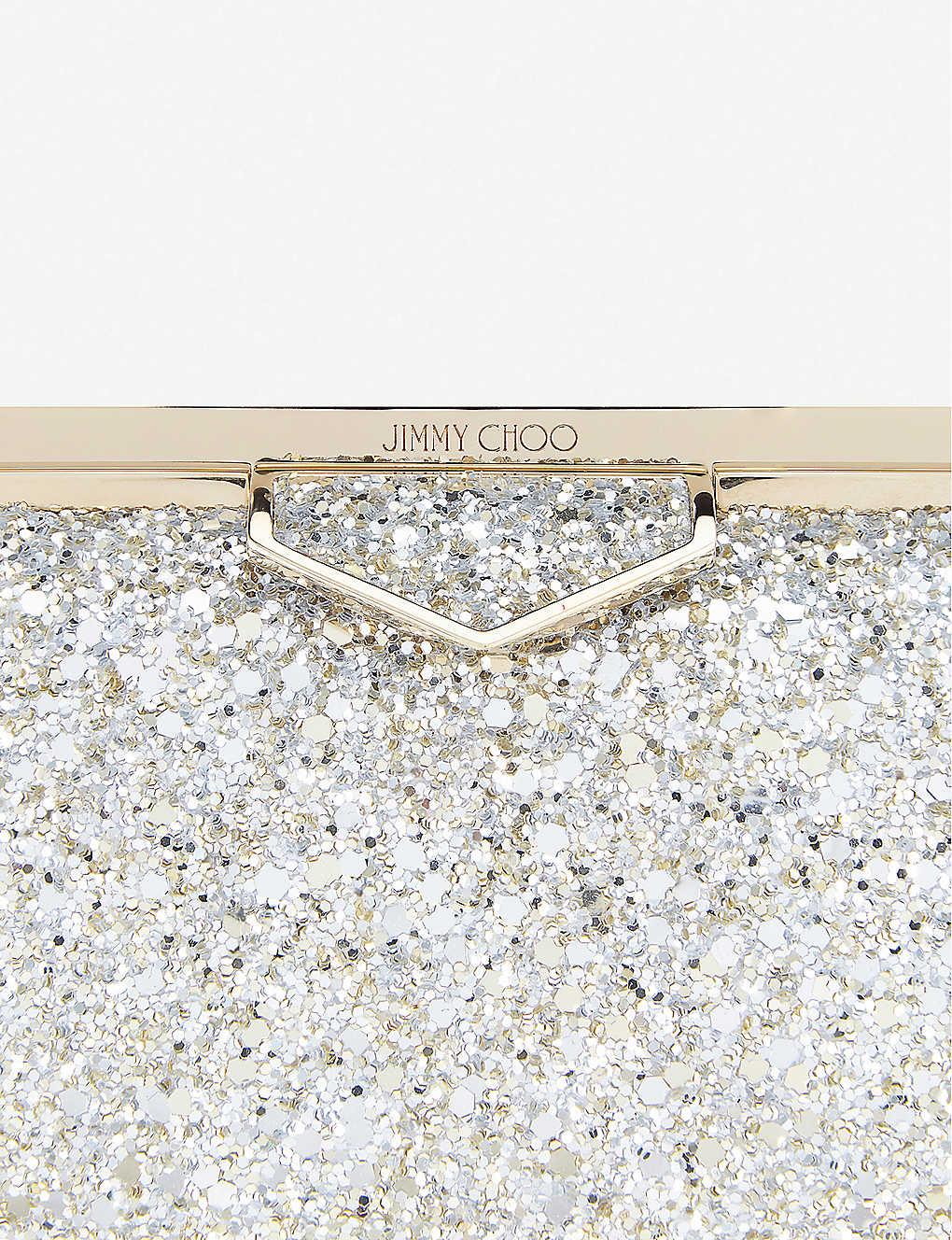 jimmy choo ellipse glitter clutch