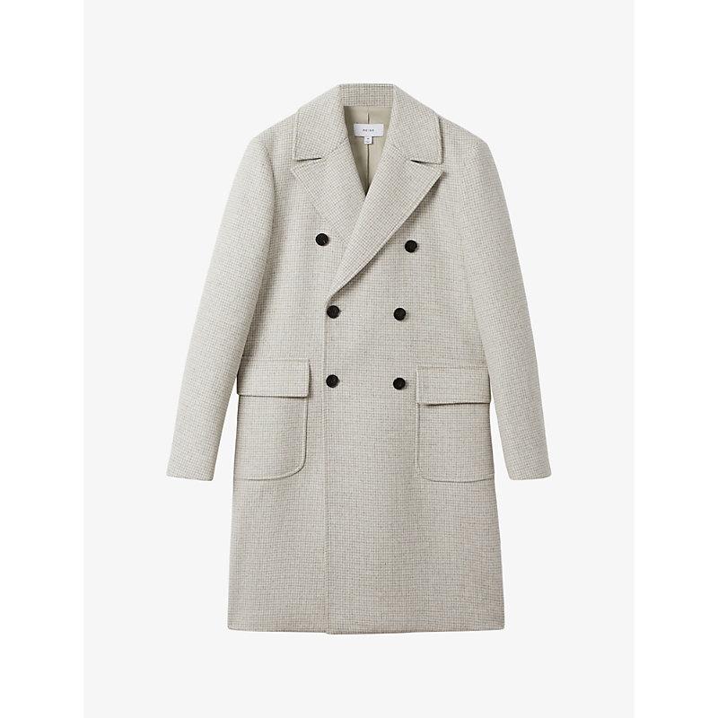 Reiss Review Double-breasted Wool-blend Herringbone Coat X in Gray for ...