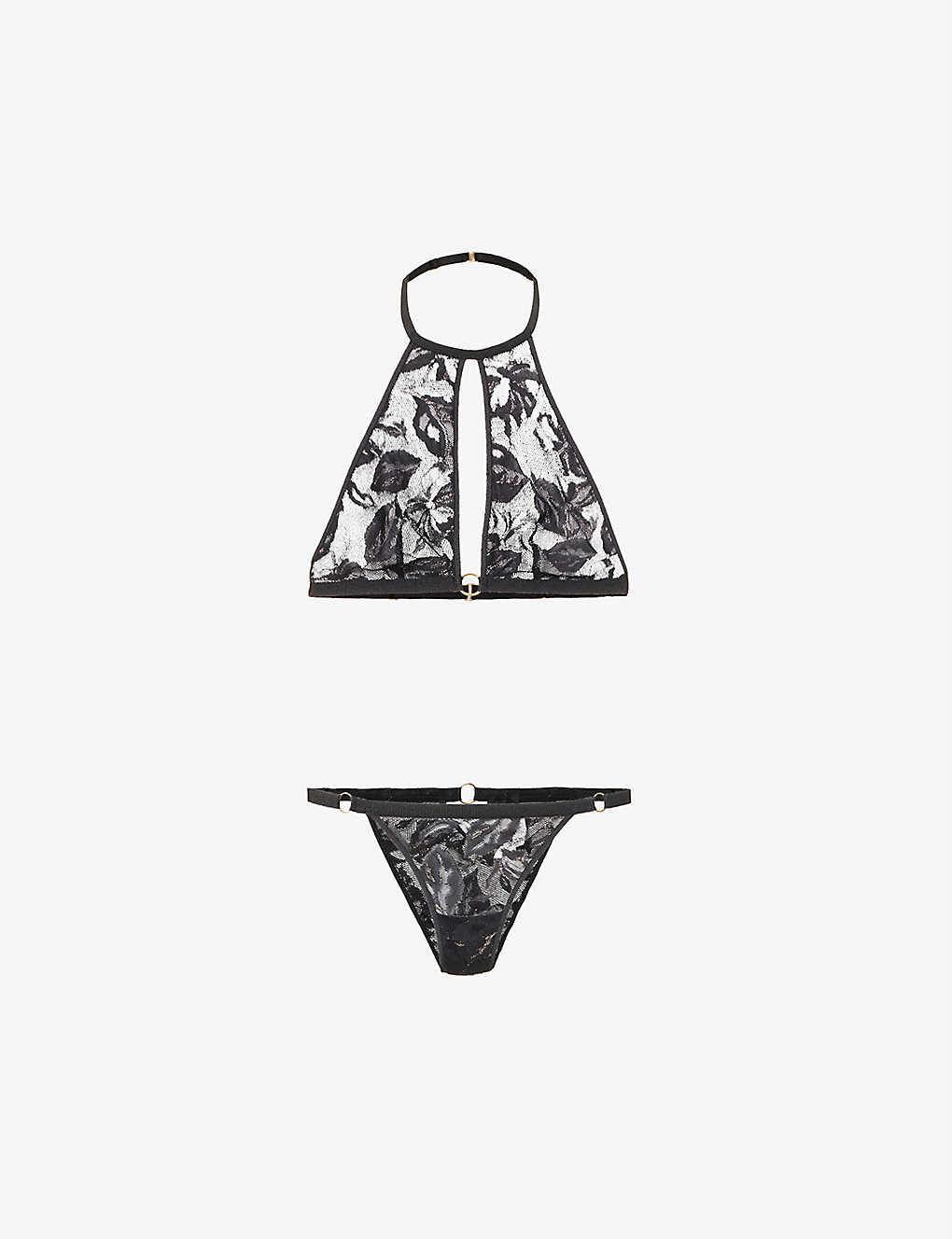 Aubade Twist And Love Floral Embroidered Stretch Lace Bra And Brief Set