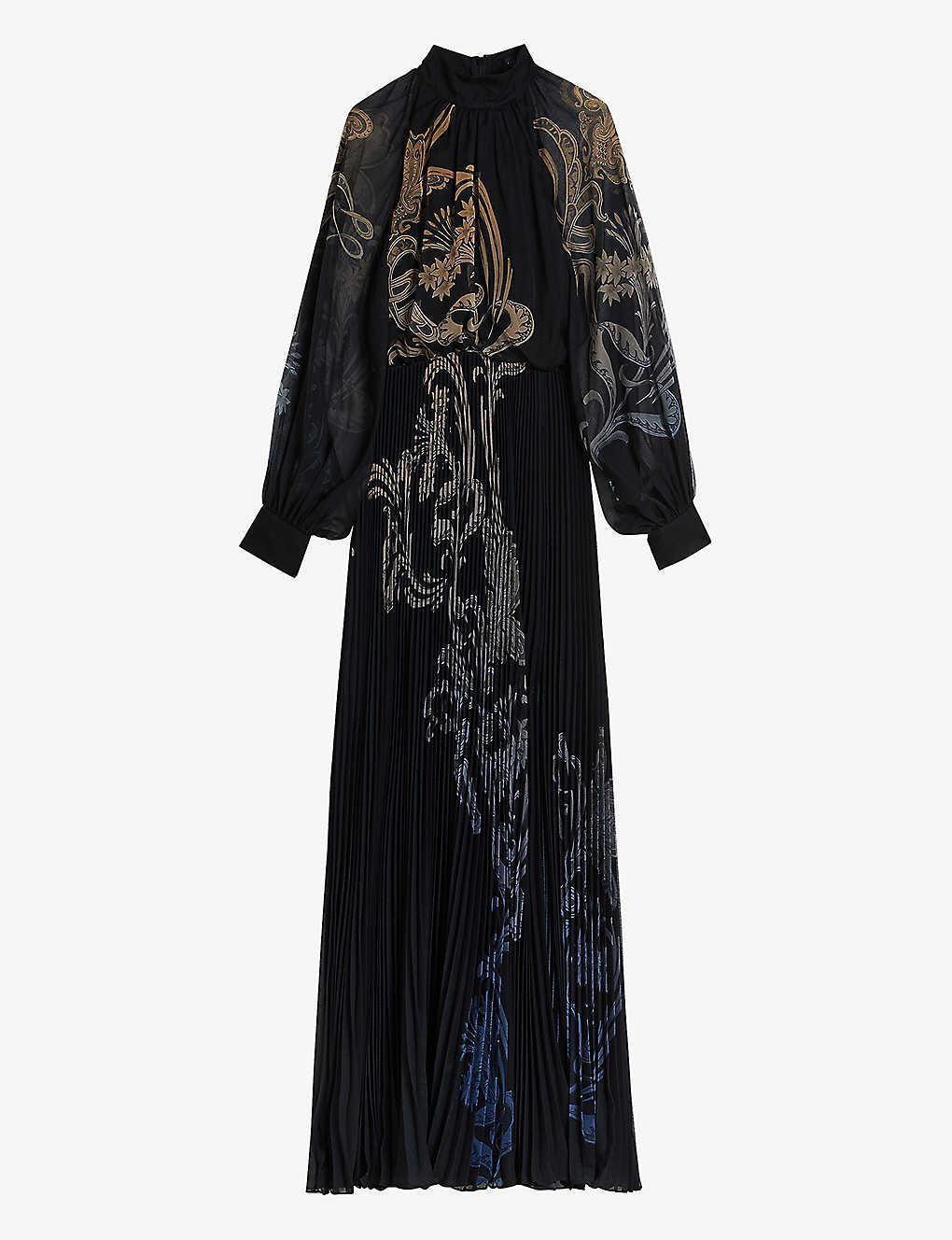 Ted Baker Whitnii Abstract-print Woven Maxi Dress in Black | Lyst UK