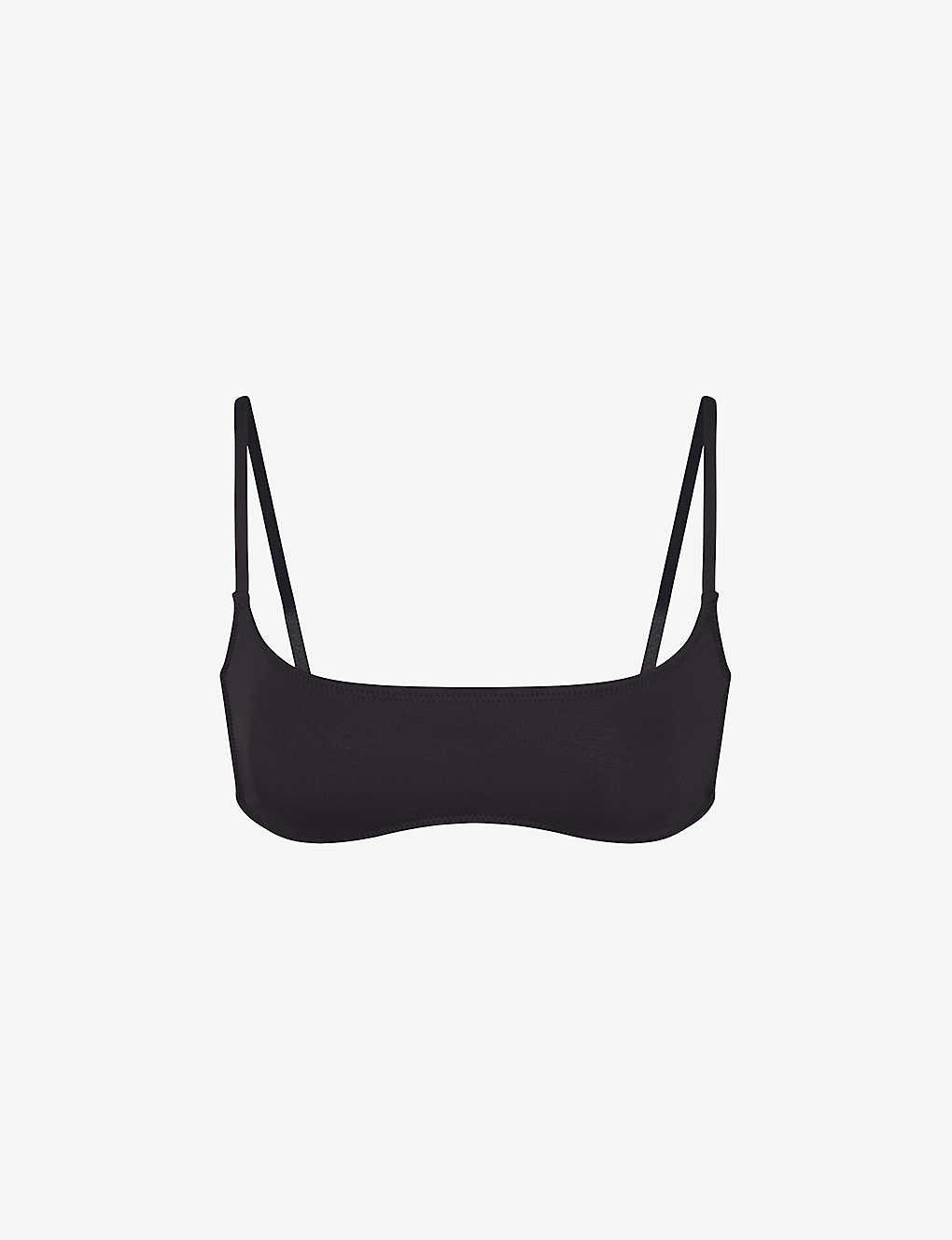 Skims Signature Swim Scoop Neck Stretch Recycled Nylon Bikini Top In