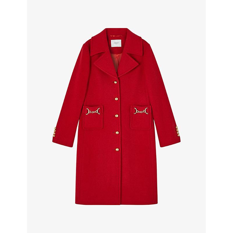 LK Bennett Spencer Snaffle-embellished Wool-blend Coat in Red | Lyst