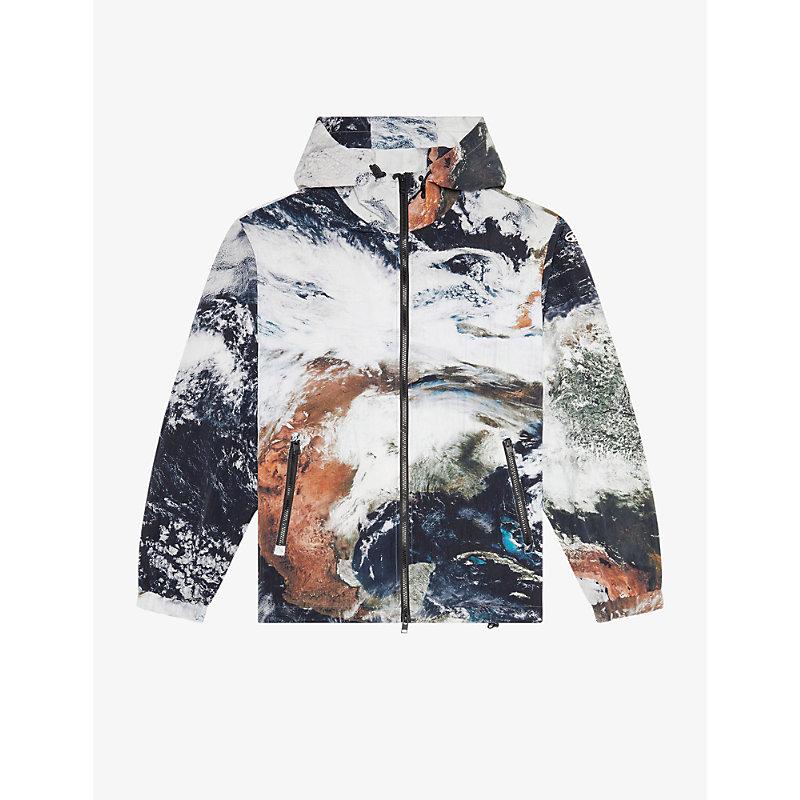 DIESEL J-warrett Graphic-print Regular-fit Hooded Nylon Jacket in Blue for Men | Lyst