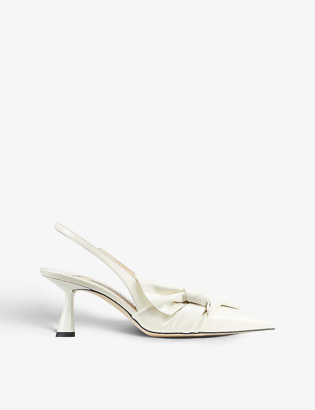 Jimmy Choo Elinor 65 Bow Embellished Patent Leather Heeled Slingbacks