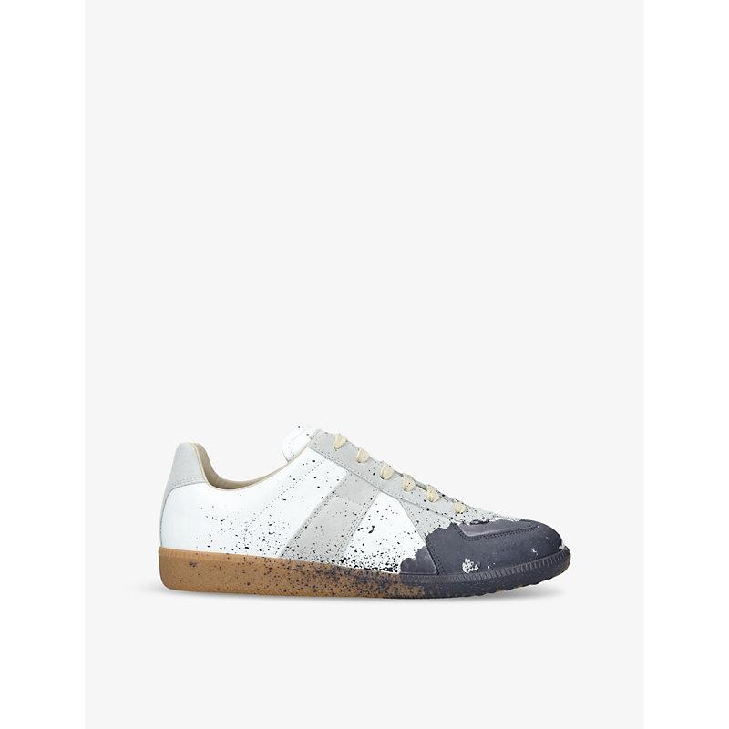 Maison Margiela Oth Replica Paint Leather Low-Top Trainers in White for ...