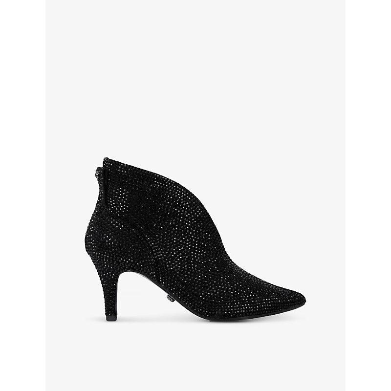 Carvela Kurt Geiger Comb Flute Crystal-Embellished Heeled Faux-Leather ...