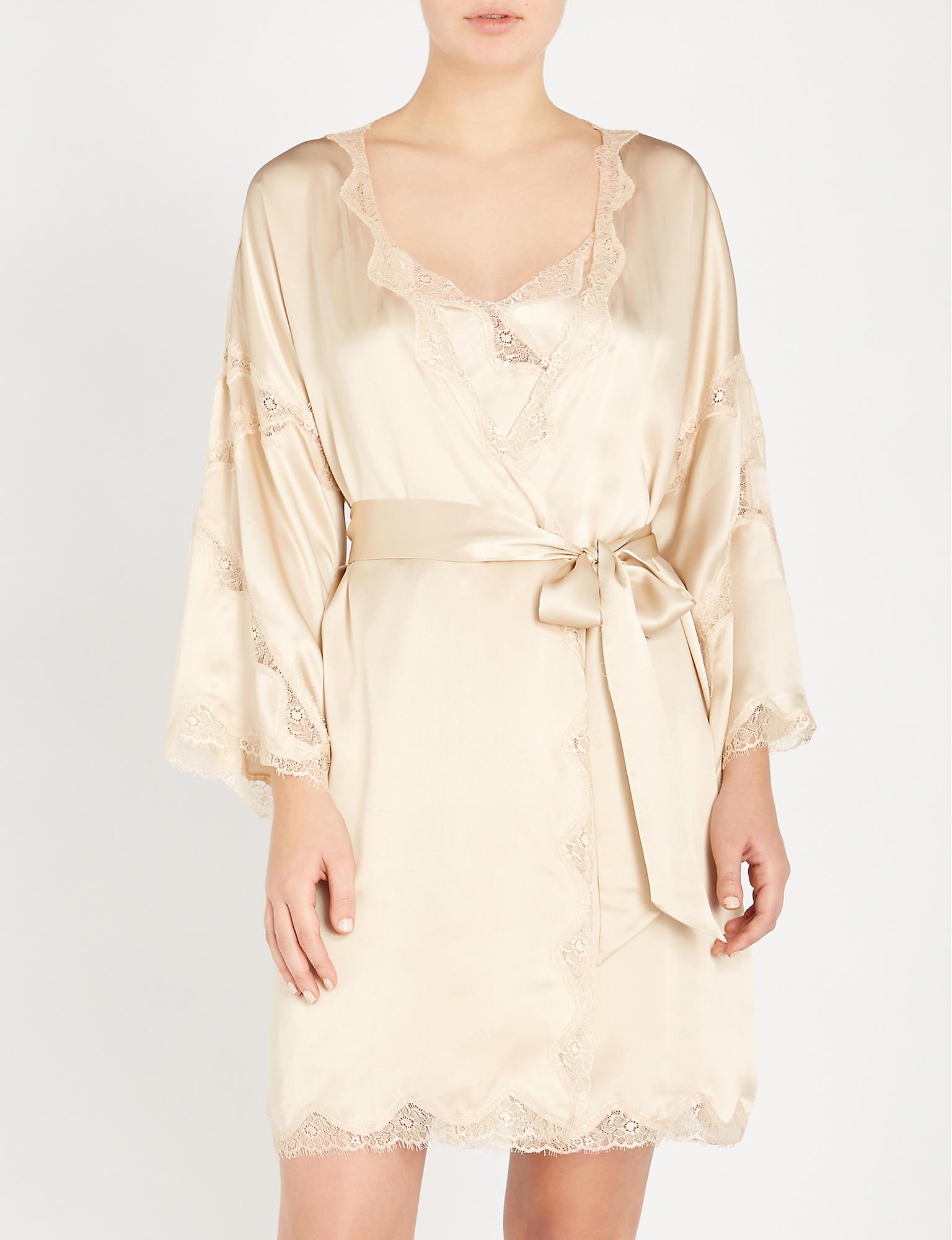 Nk Imode Devon Gimme Love Stretch-lace And Silk-satin Robe in Natural ...