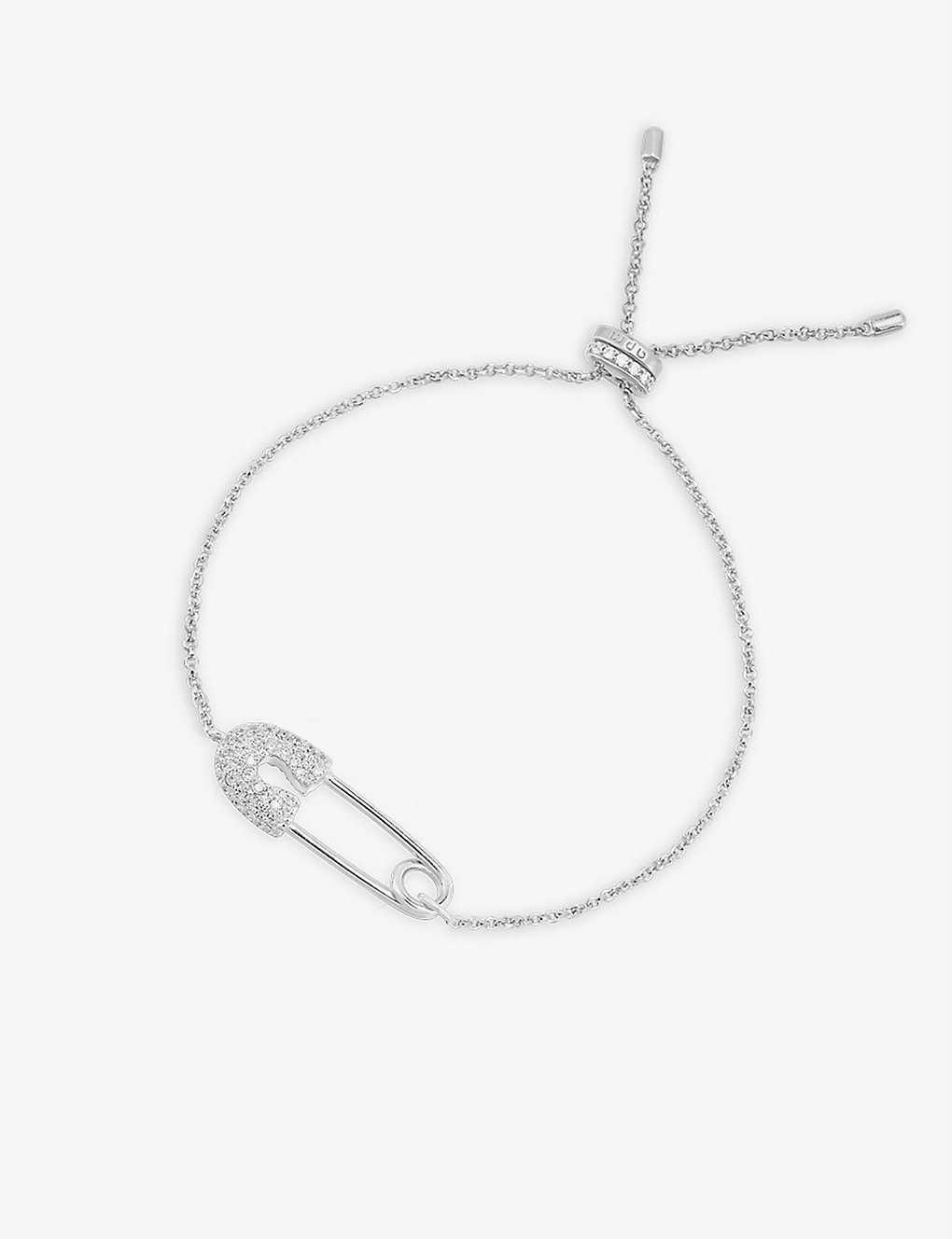 Apm Monaco Safety Pin Sterling- And Zirconia Bracelet in White | Lyst