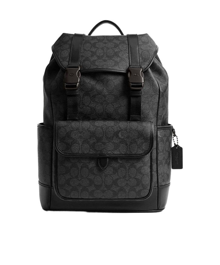 COACH Logo-Printed Flap Backpack in Black for Men | Lyst