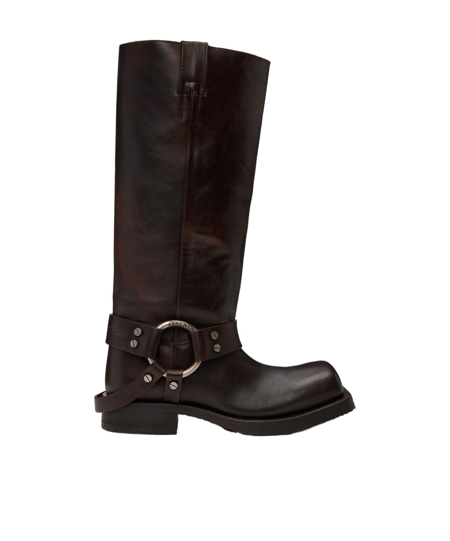 Acne Studios Logo Buckle Boots in Black | Lyst