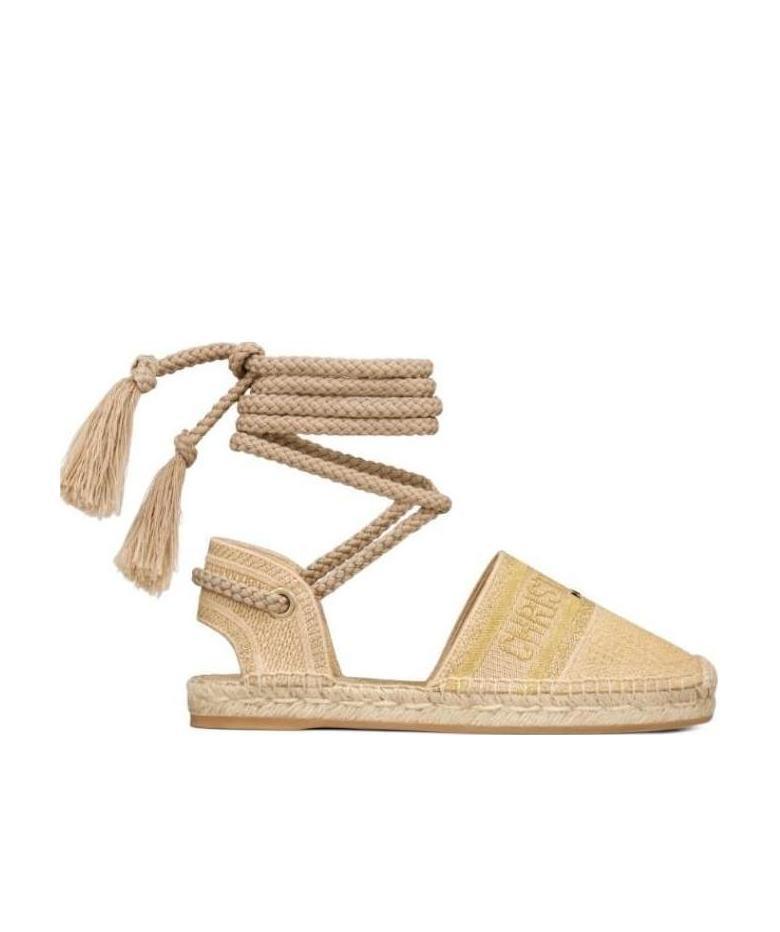 Dior Strapped Straw Shoes in Metallic | Lyst