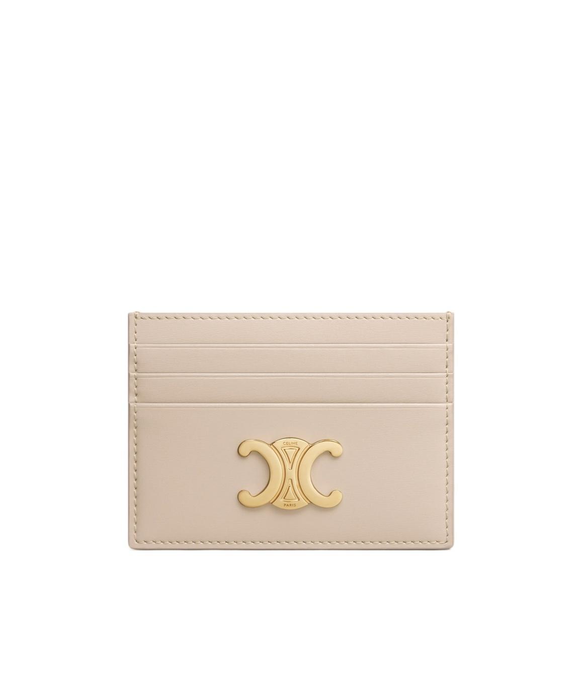 Celine Triomphe Logo Card Holder in Natural | Lyst