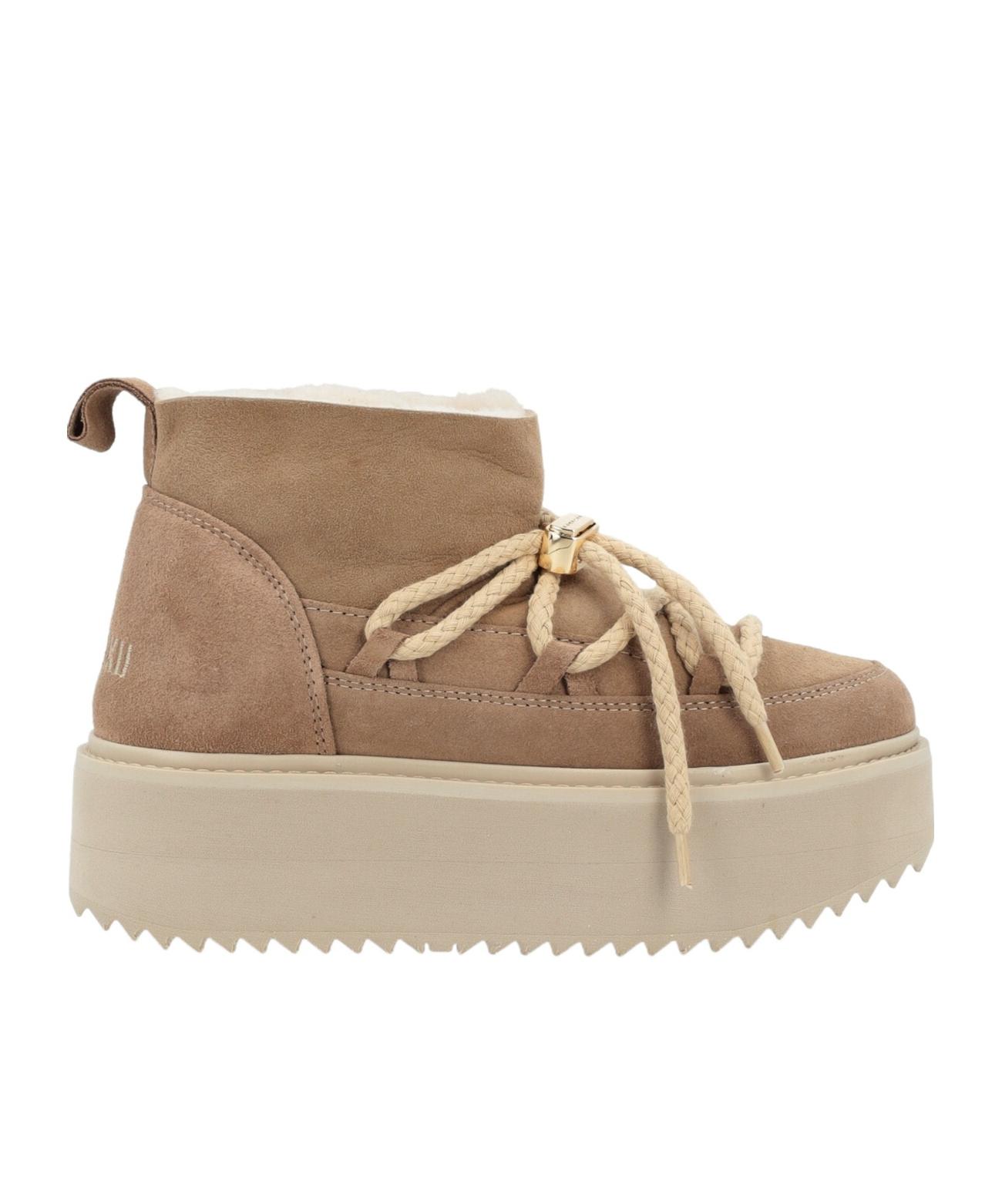 Inuikii Shearling-Lining Suede Platform Boots in Natural | Lyst