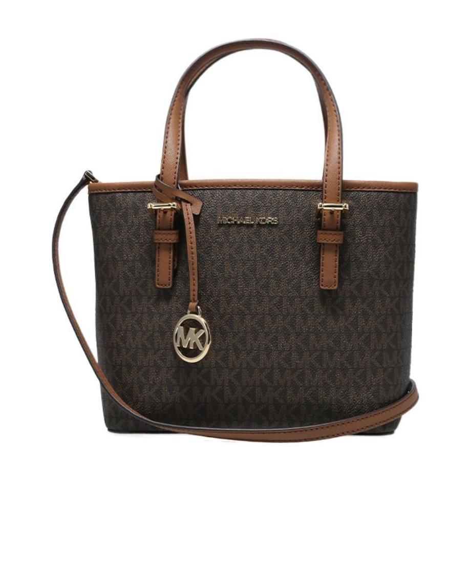 Michael Kors Jet Set Travel Logo Satchel Bag in Black | Lyst