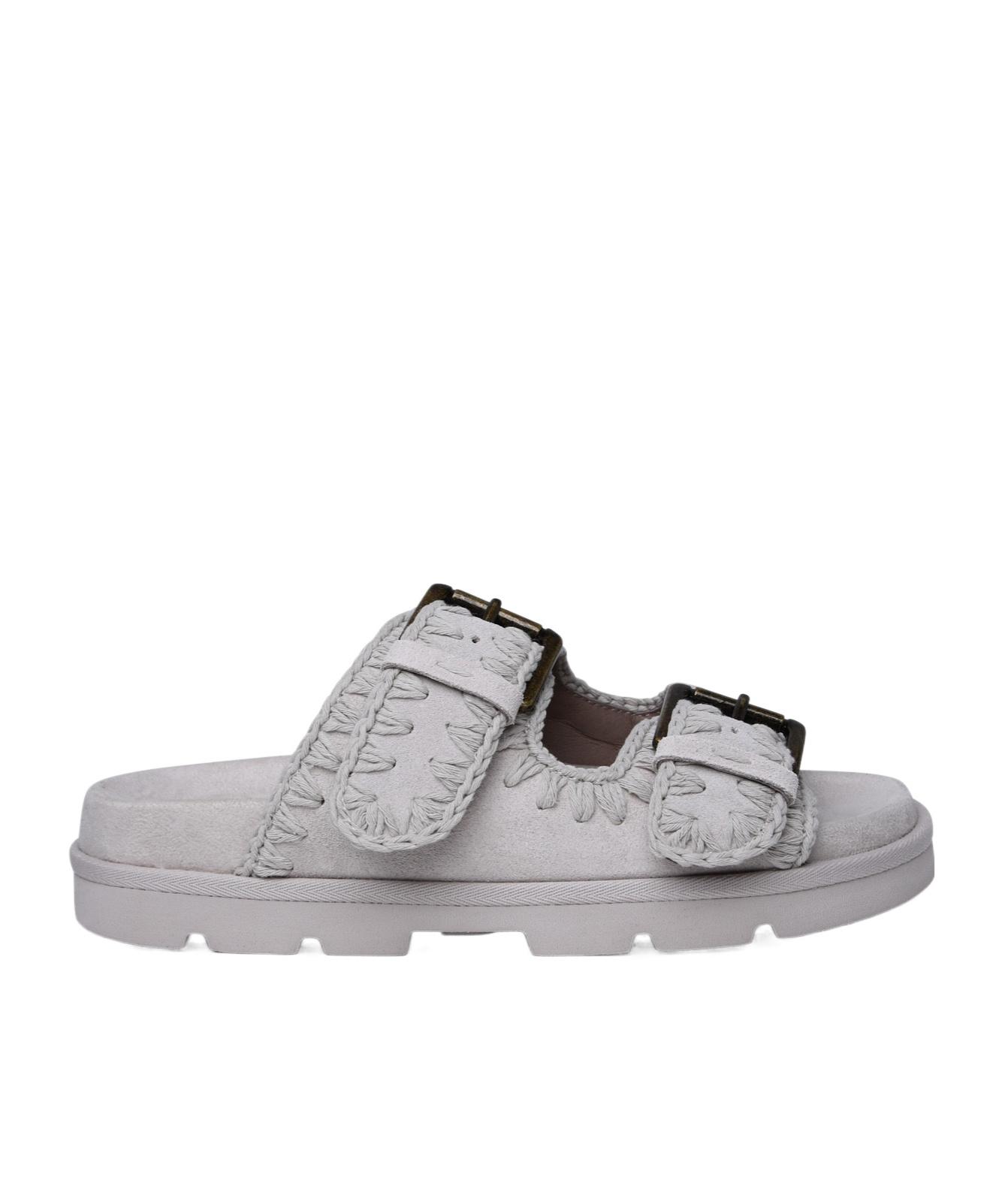 Mou Double Clasp Flat Bottom Flip-Flop in Gray | Lyst