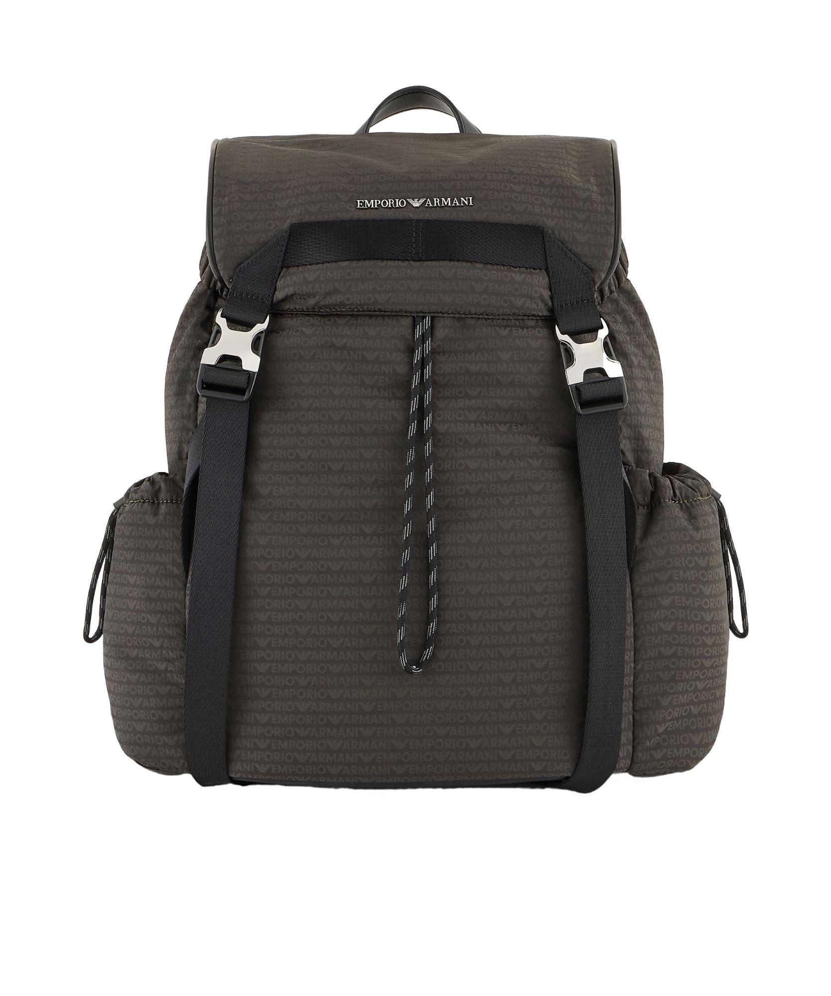 Emporio Armani Jacquard Logo Letter Backpack in Black for Men | Lyst