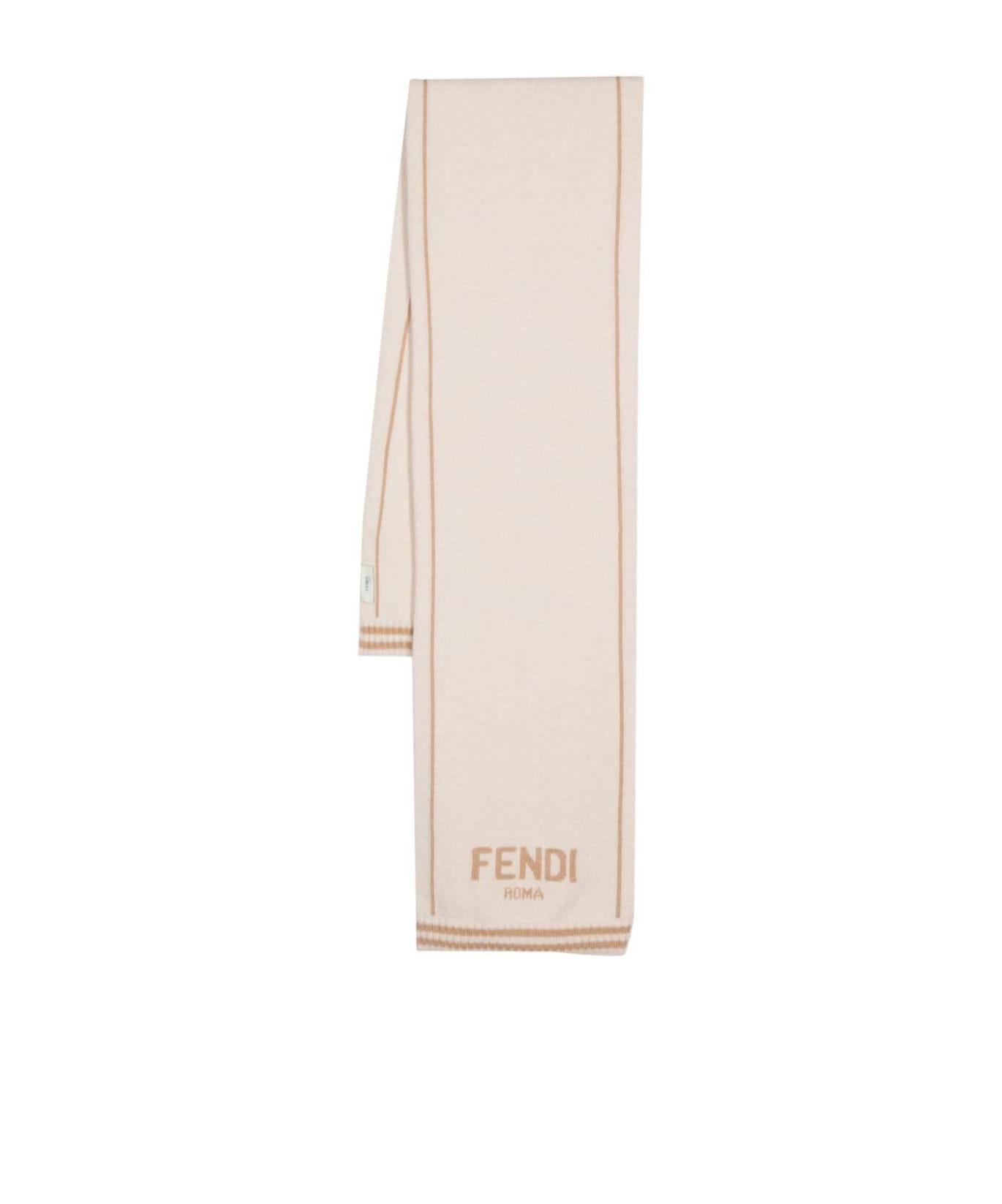 Fendi Logo Embroidery Scarf in White | Lyst