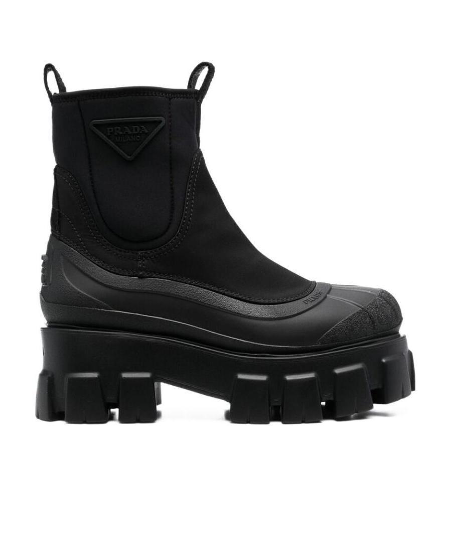 Prada Chunky Lug-Sole Ankle Boots in Black | Lyst