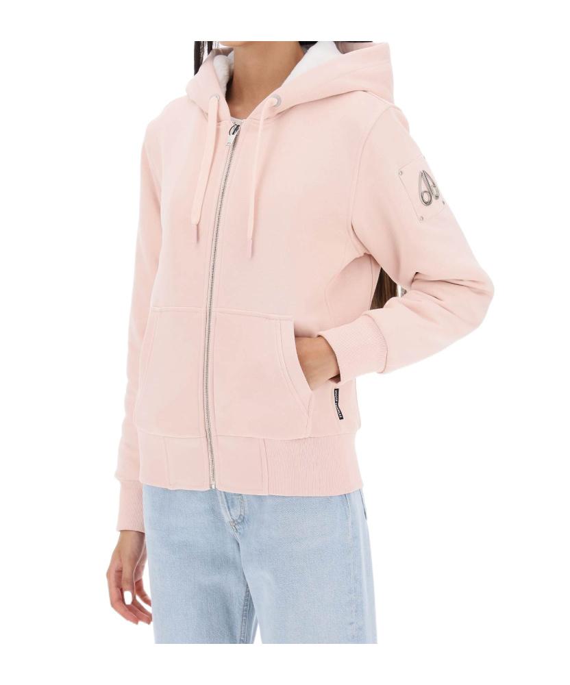 Moose Knuckles Classic Bunny Zip-Up Hoodie in Pink | Lyst