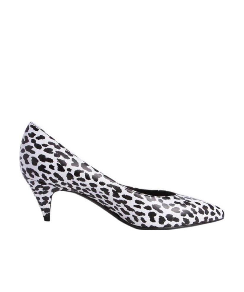 Saint Laurent Leopard Print High Heels in White | Lyst