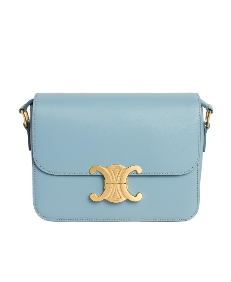 Celine Ten Triomphe Logo Shoulder Bag in Blue | Lyst
