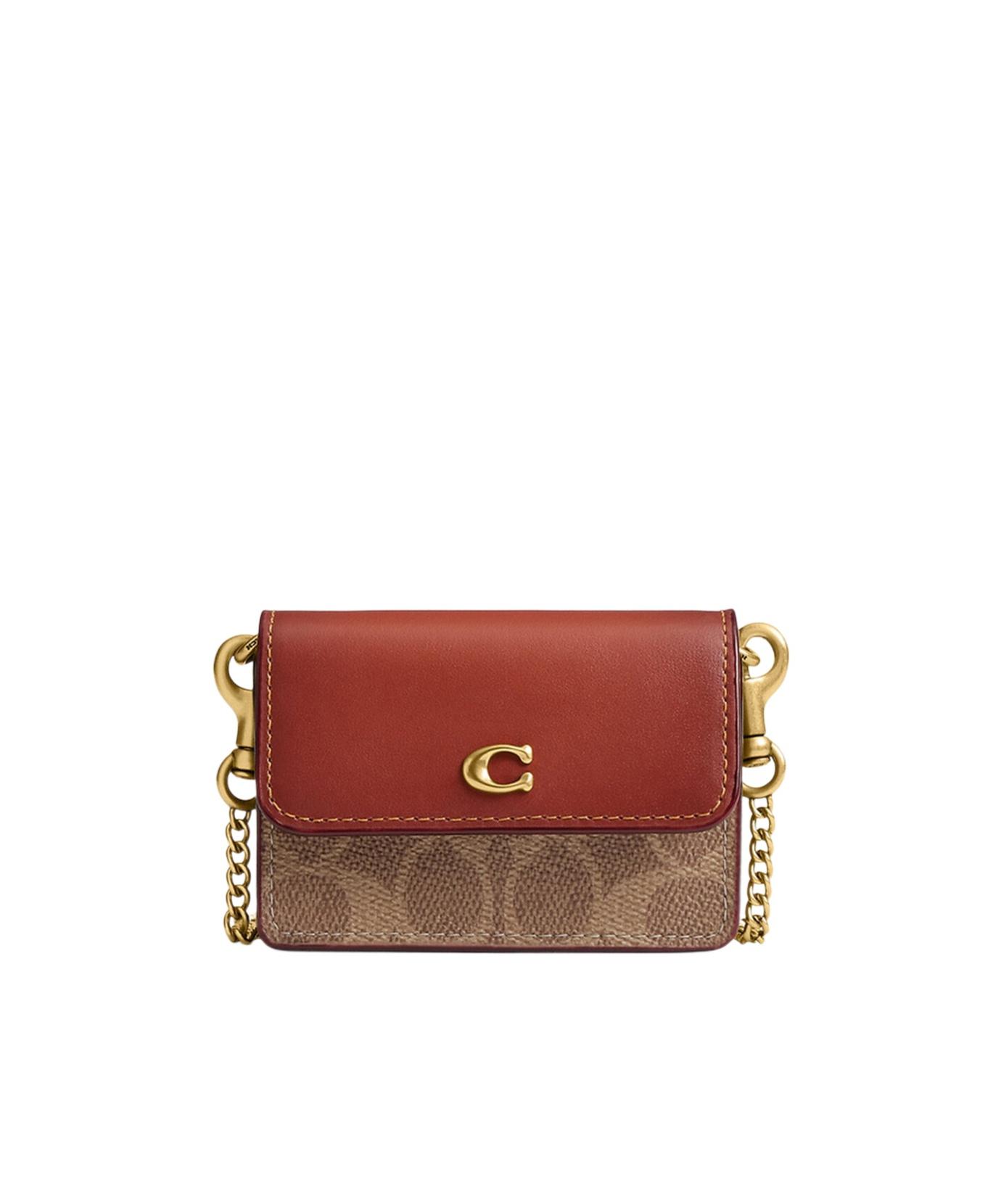 COACH Color-Blocking Logo Card Bag in Red | Lyst