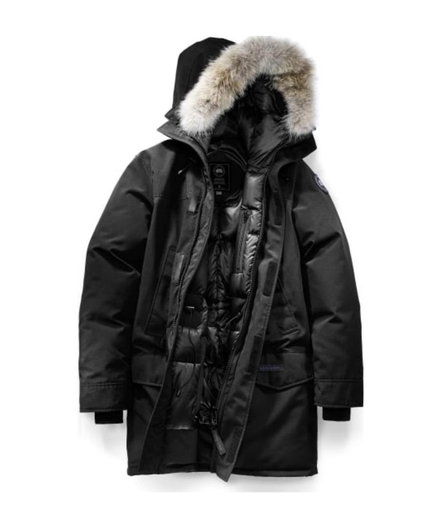 Canada Goose Logo Long Hooded Down Jacket Langford Label in Black for ...