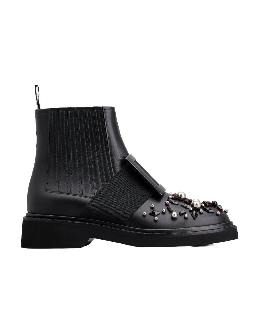 Roger Vivier Round-Headed Flat-Bottomed Short Boots in Black | Lyst