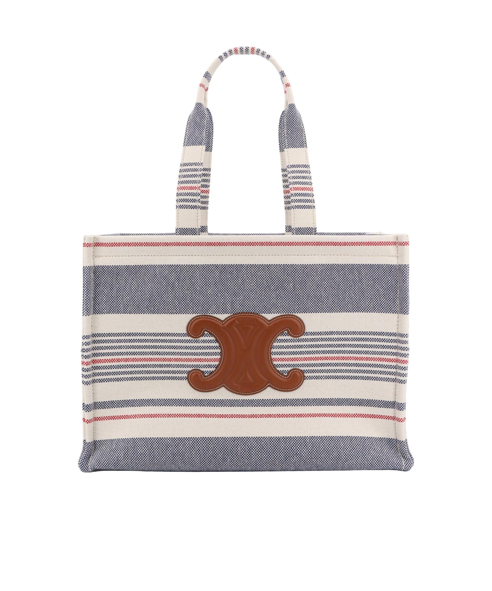 Celine Triomphe Logo Tote Bag in White | Lyst