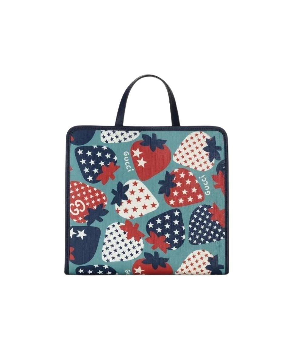 Gucci Strawberry Star Tote Bag in Blue | Lyst