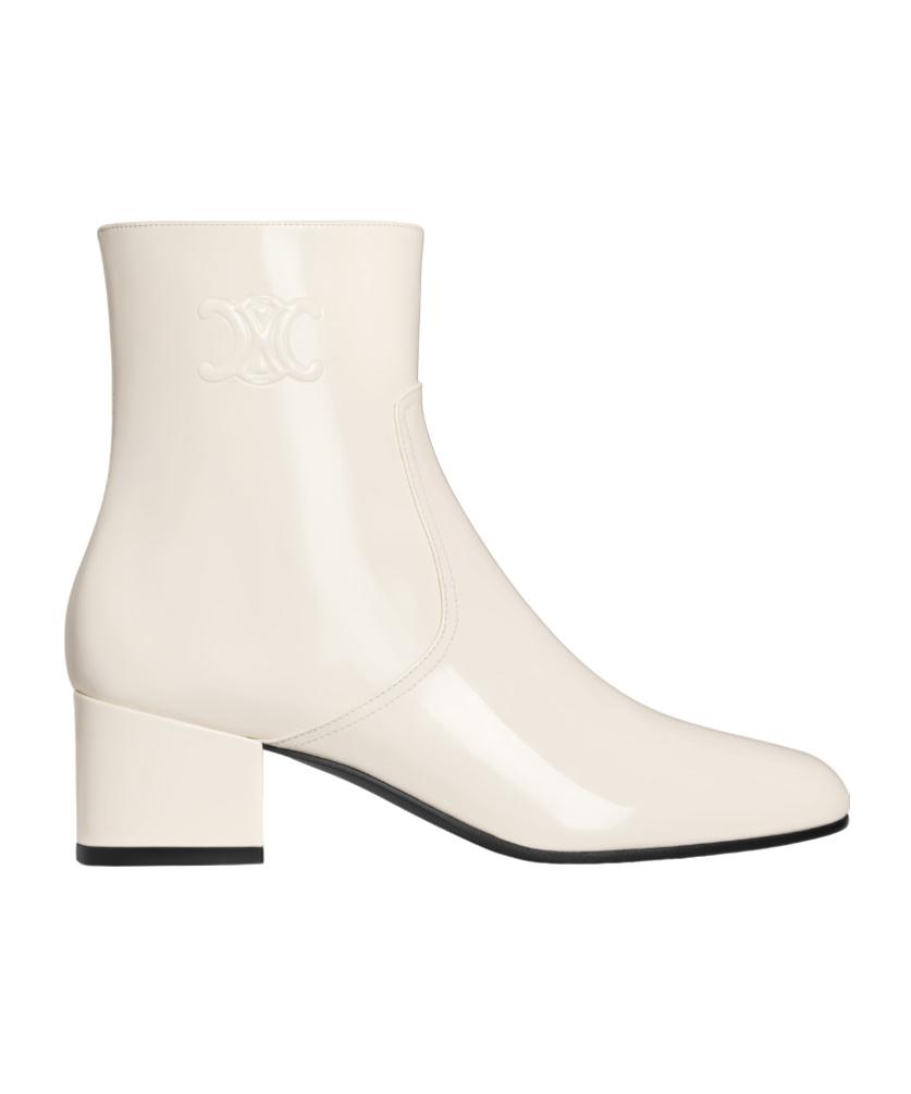 Celine Triomphe Zipped Logo Short Boots in White | Lyst