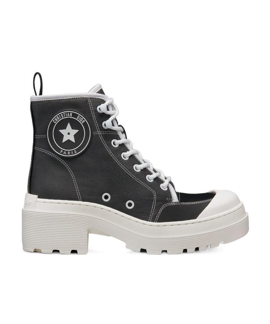 Dior D-Riselogo Logo Lace-Up Boots in Black | Lyst