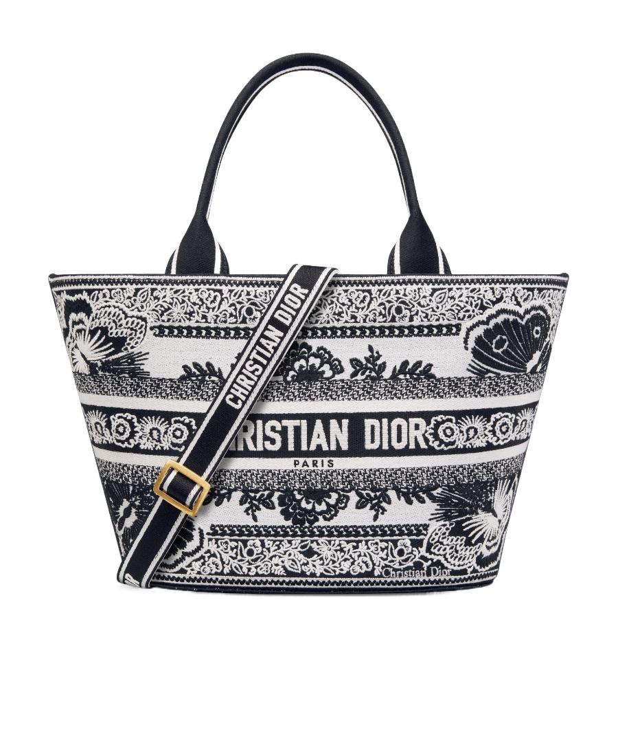 Dior Embroidered Shoulder Bag With Logo Pattern in Black | Lyst