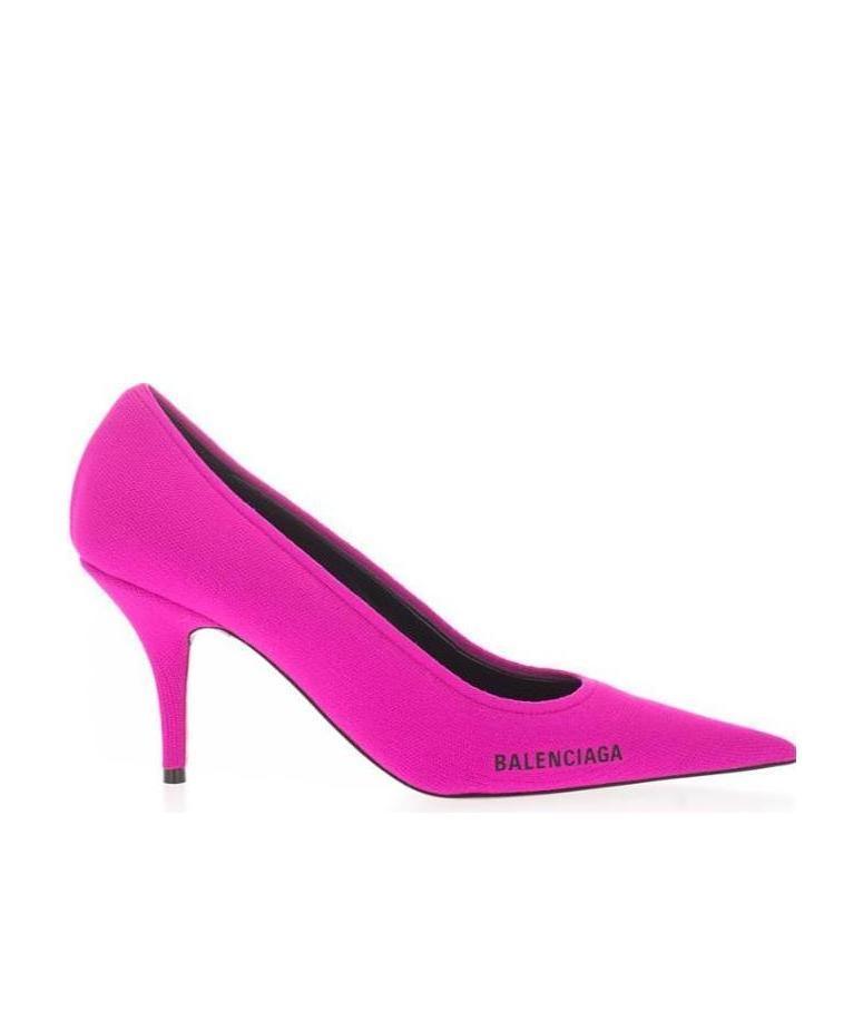 Balenciaga Logo Details Pointed High Heels in Pink | Lyst