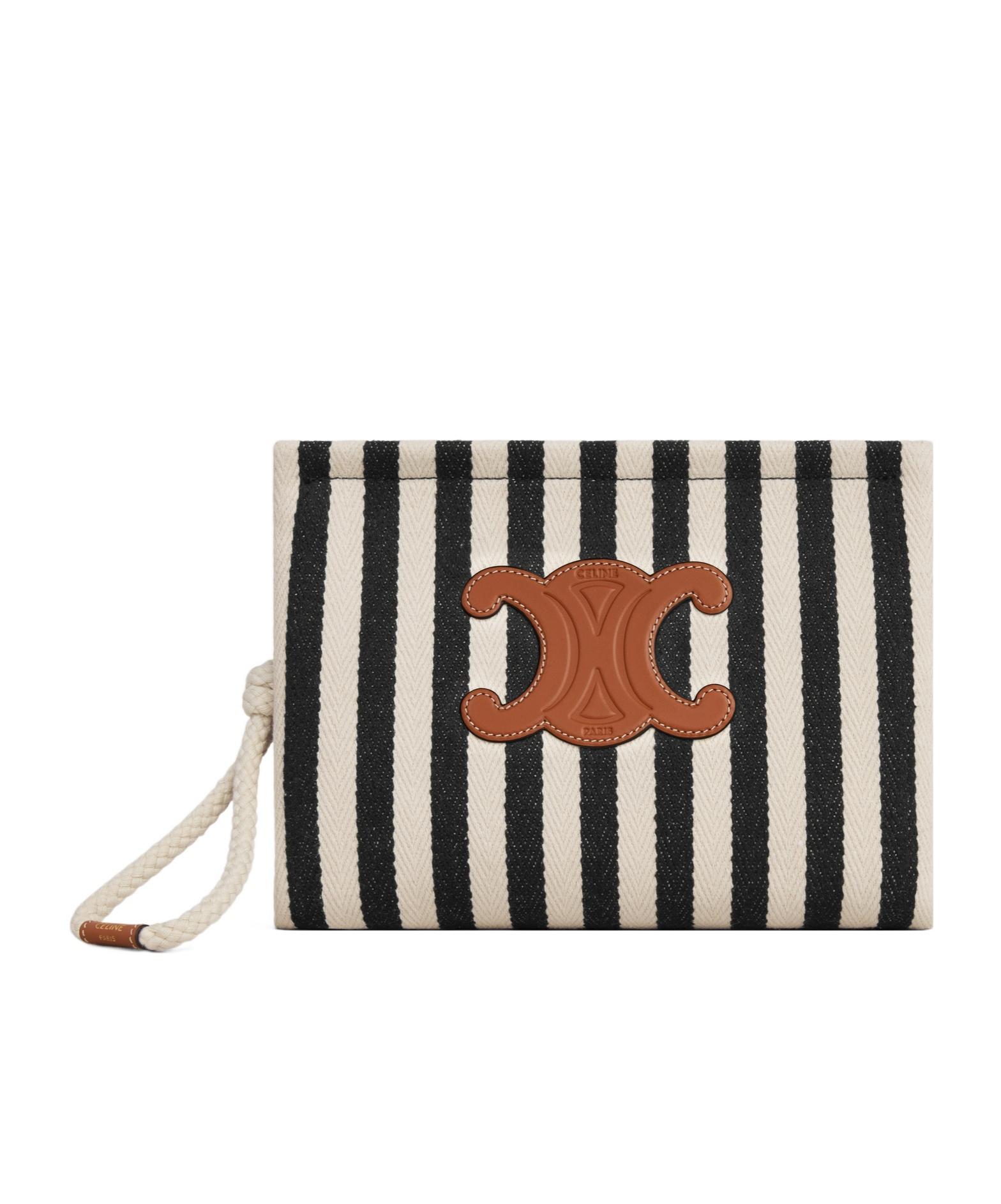 Celine Logo Clutch in Black | Lyst