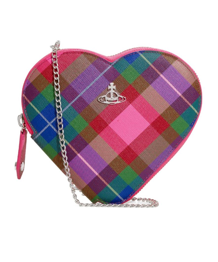 Vivienne Westwood Plaid Heart-Shaped Cross-Body Bag in Pink | Lyst