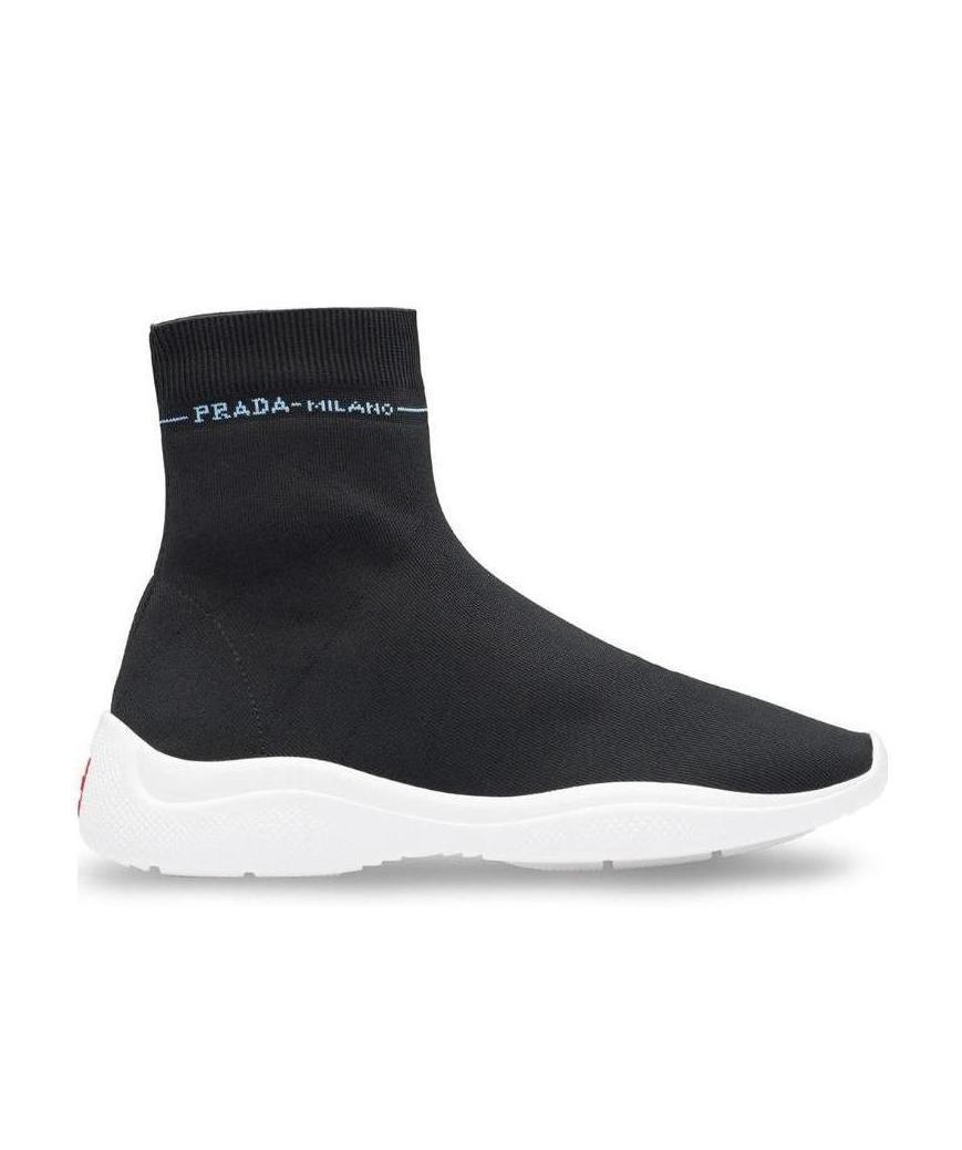 Prada Strapless High-Top Sneakers in Black | Lyst