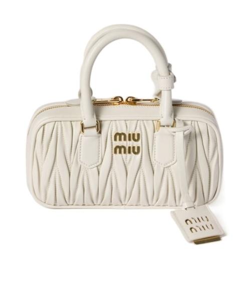 Miu Miu Mini Logo Shoulder Bag in White | Lyst