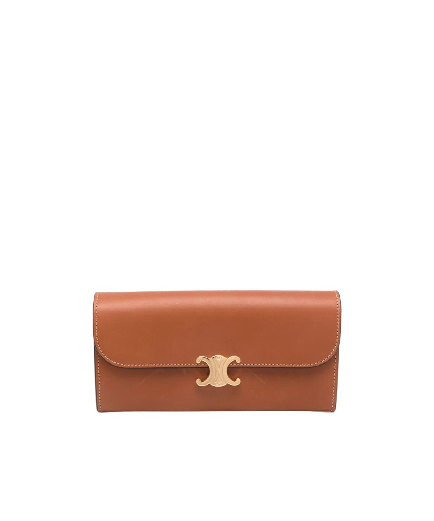 Celine Logo Long Wallet in Brown | Lyst